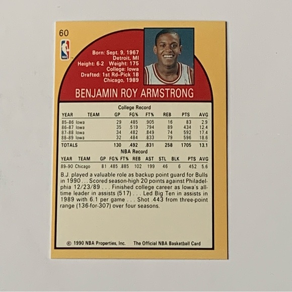 NBA HOOPS | Toys | 99 Nba Hoops Chicago Bulls Bj Armstrong 60 | Poshmark